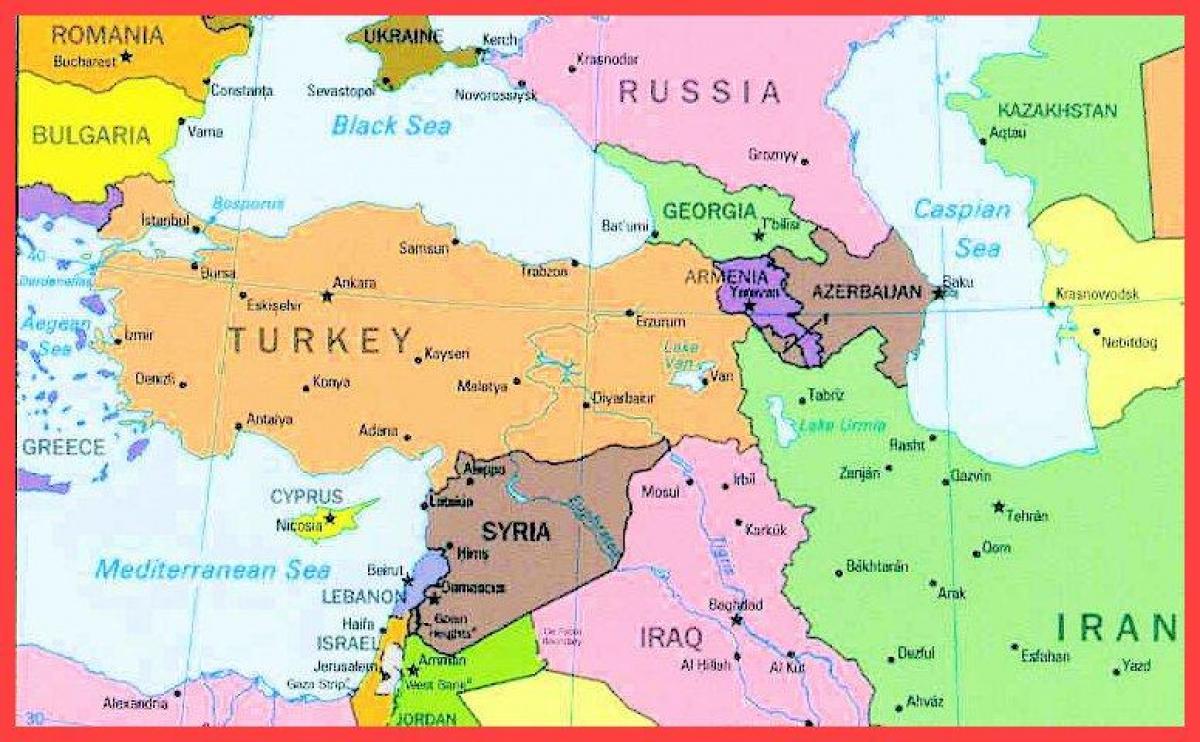 Mapa de Turquía y alrededores - Mapa de Turquía y rodea (Asia ...